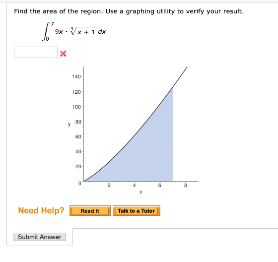 Solved Find the area of the region. Use a graphing utility | Chegg.com