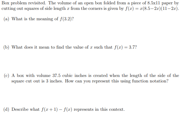 Solved Box problem revisited. The volume of an open box | Chegg.com