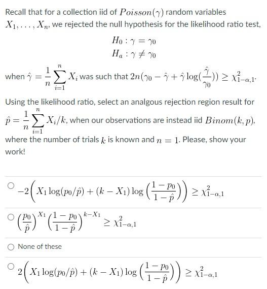 Solved n n 1 = Recall that for a collection iid of | Chegg.com