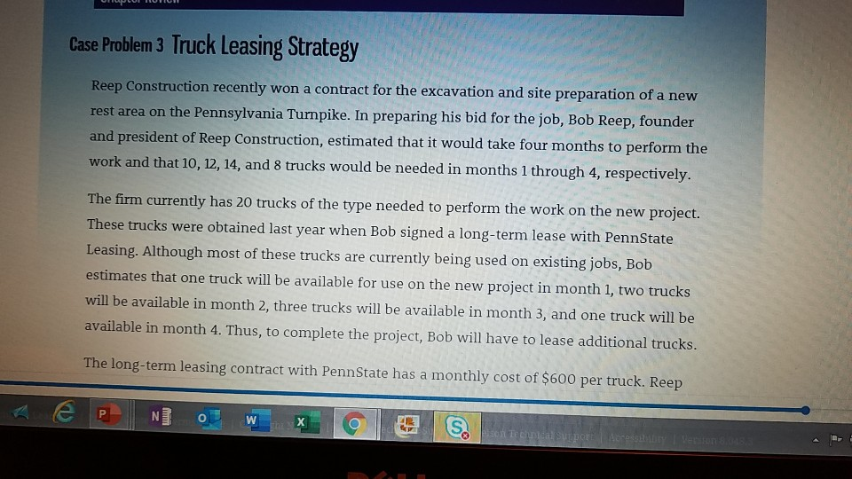 Solved Case Problem 3 Truck Leasing Strategy Reep | Chegg.com