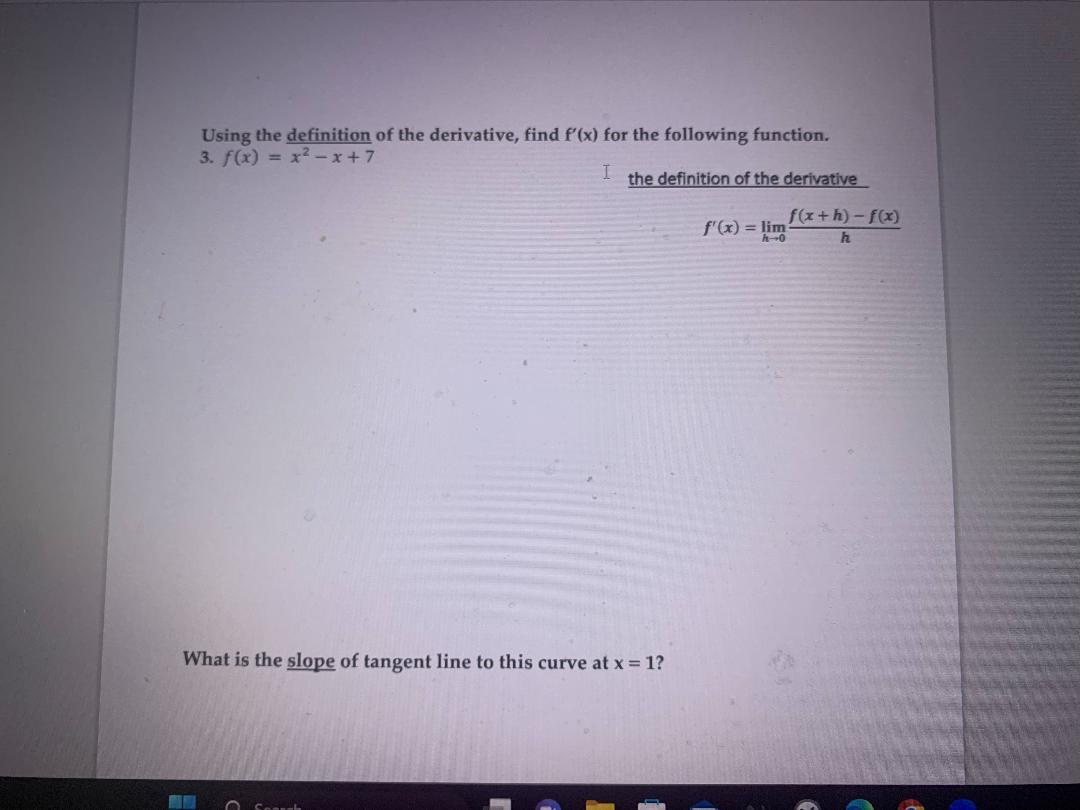 Solved Using the definition of the derivative, find f′(x) | Chegg.com