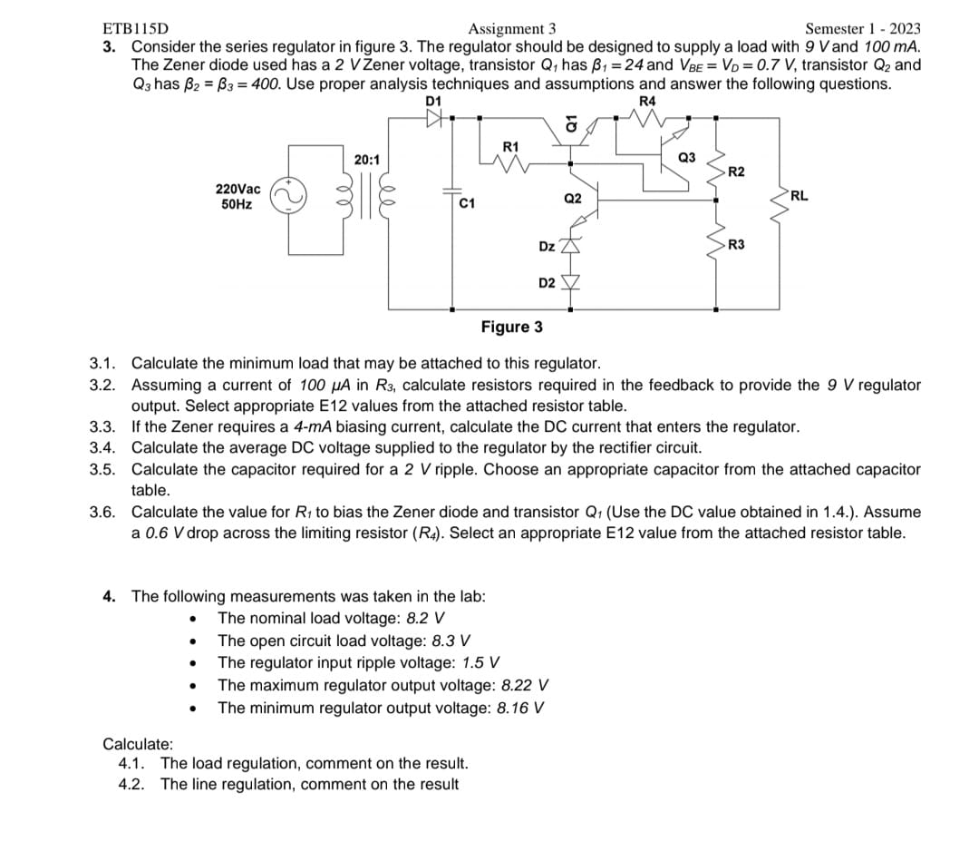 Solved ETB115D Assignment 3 Semester 1- 2023 3. Consider the | Chegg.com