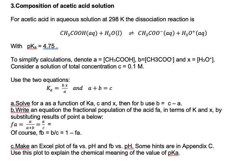 3.Composition of acetic acid solution For acetic acid | Chegg.com