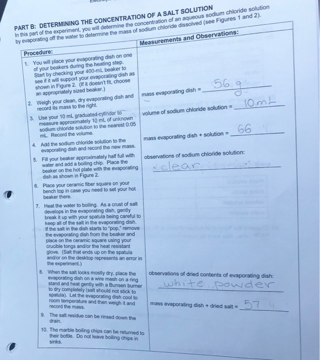 Solved PART B: DETERMINING THE CONCENTRATION OF A SALT | Chegg.com