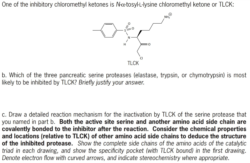 One of the inhibitory chloromethyl ketones is | Chegg.com