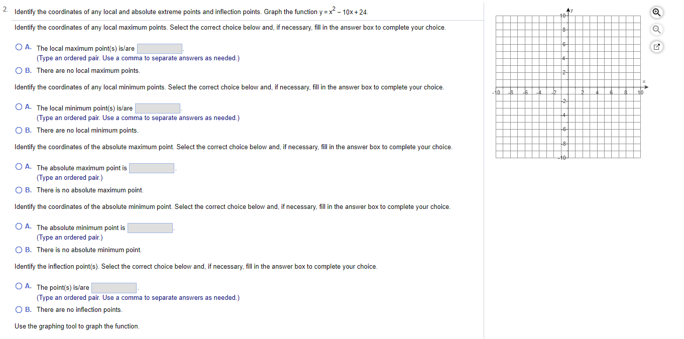 2. Identify the coordinates of any local and absolute | Chegg.com