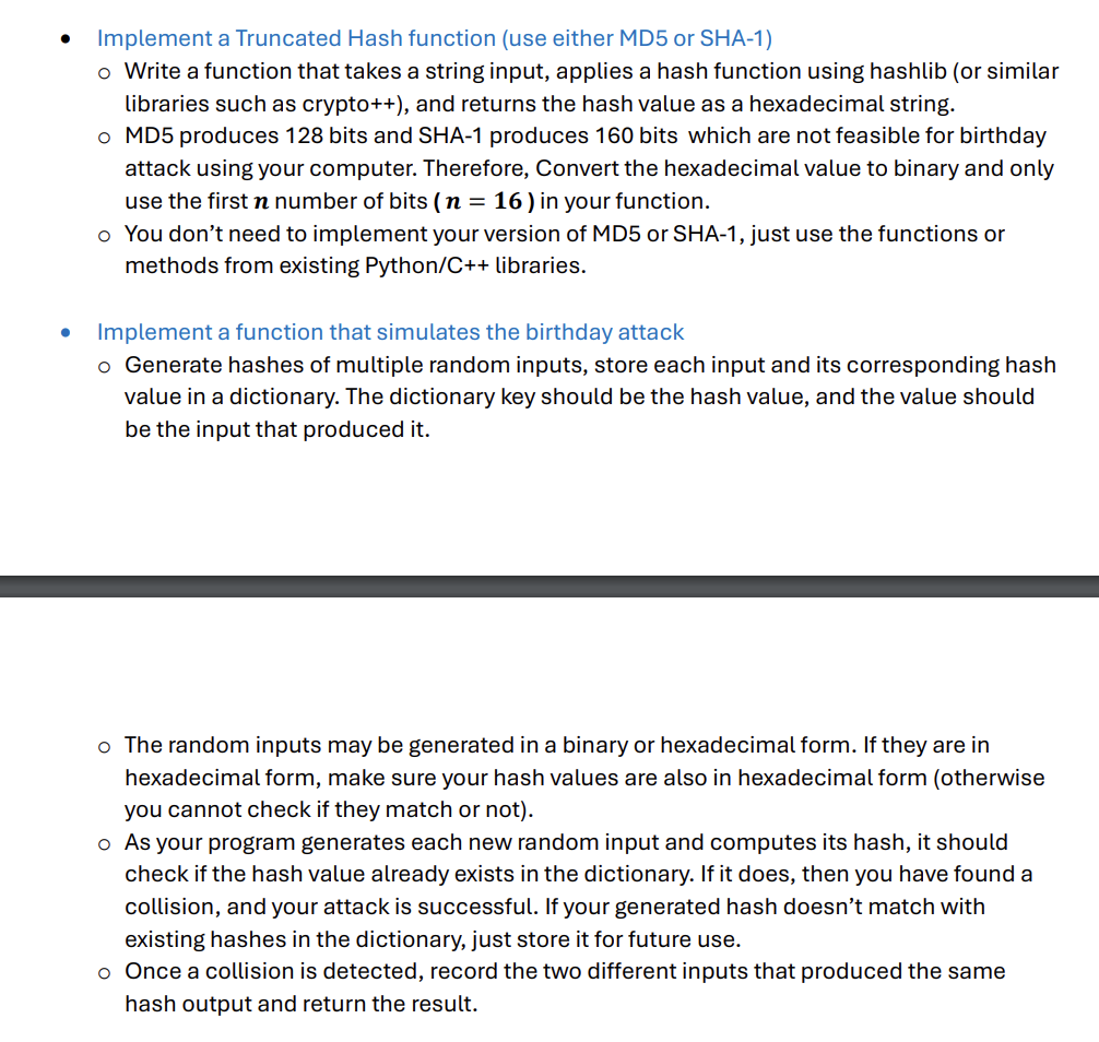Solved by an EXPERT - ﻿Implement a Truncated Hash function (use either | Chegg.com