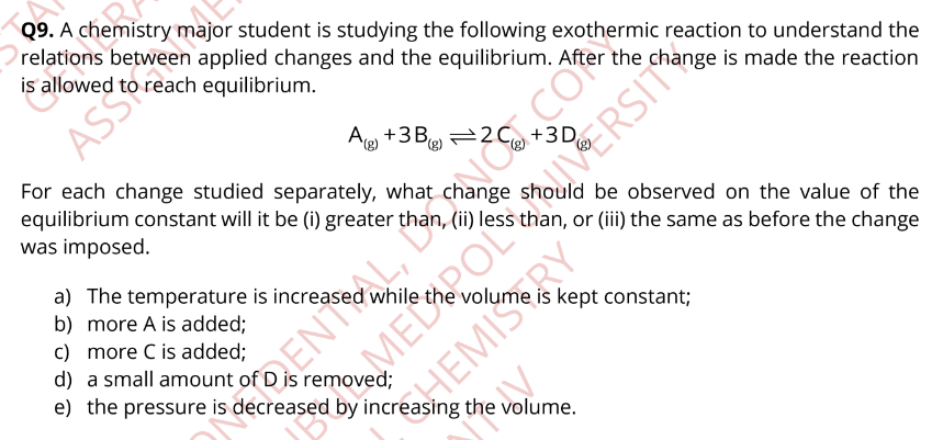 Solved Q9. A chemistry major student is studying the | Chegg.com