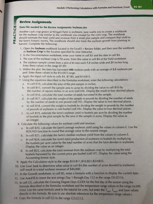 EX 181 Module 3 Performing Calculations with Formulas | Chegg.com