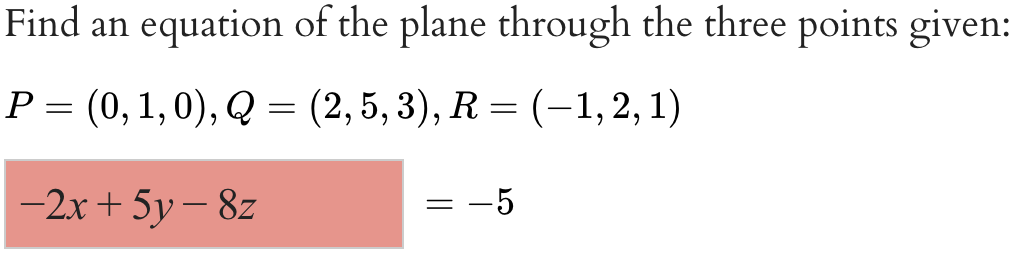 Solved Find an equation of the plane through the three | Chegg.com
