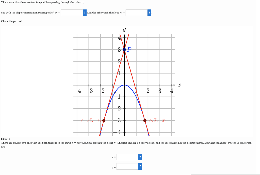 Solved This means that there are two tangent lines passing | Chegg.com