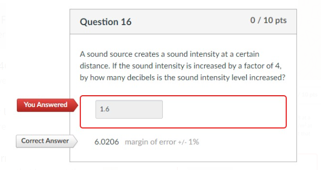 Solved A sound source creates a sound intensity at a certain | Chegg.com