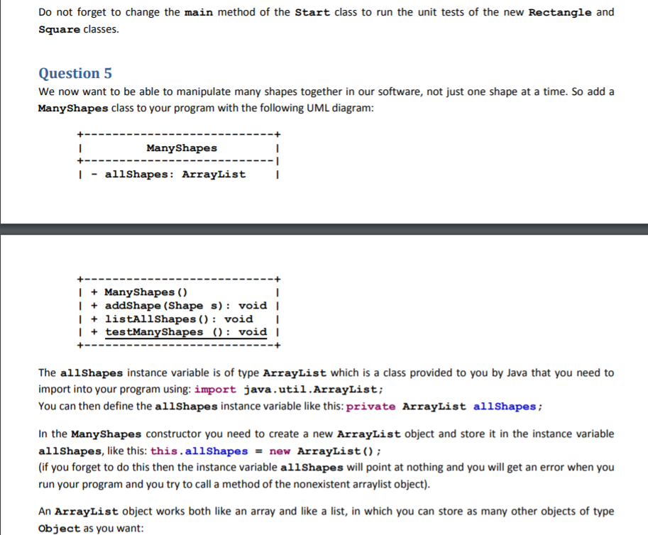 Question 1 Create a Shape class with the following | Chegg.com