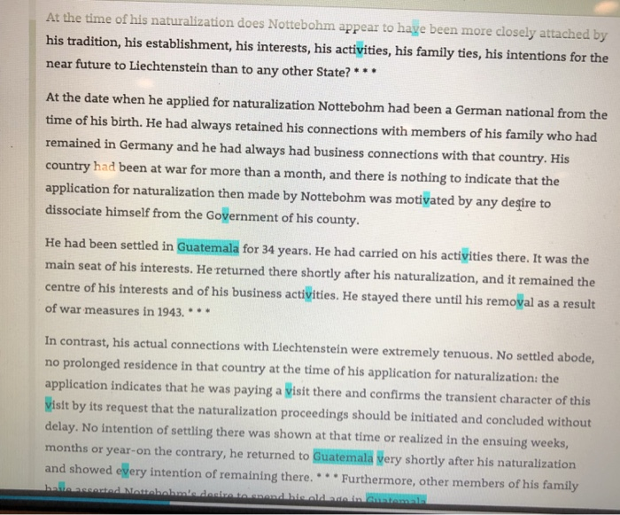 Solved Nottebohm Case [Liechtensteln Gwatemala Judgment of | Chegg.com