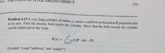 Solved 4.2. InRIZED OBJECT 173 Problem 4.13 A very long | Chegg.com