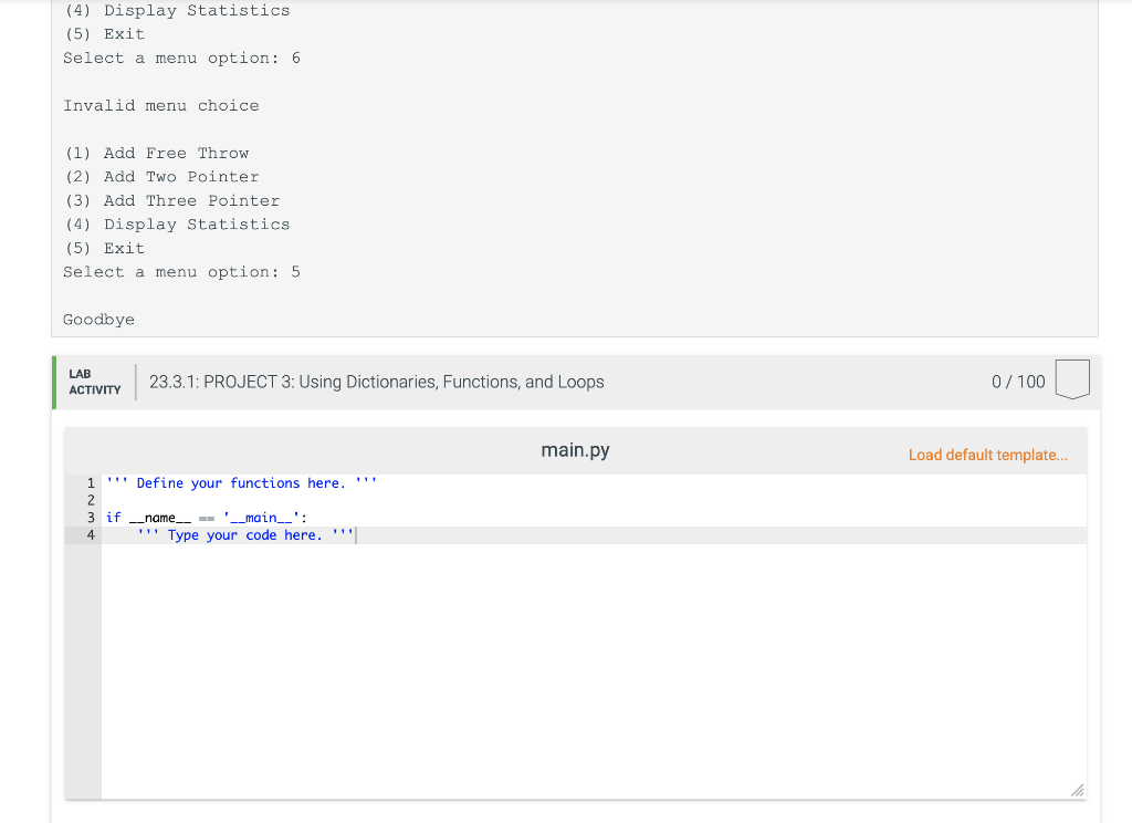 Solved 23.3 PROJECT 3: Using Dictionaries, Functions, and | Chegg.com