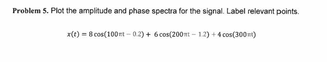 Solved Problem 5. Plot the amplitude and phase spectra for | Chegg.com