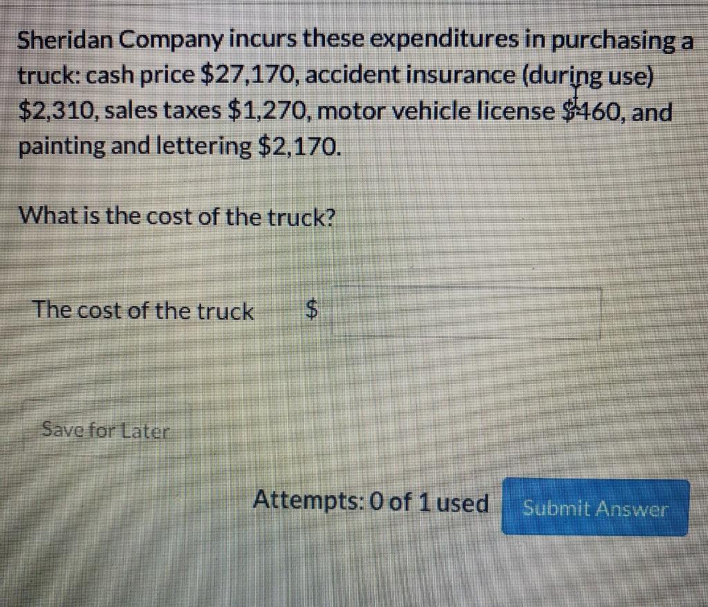 Solved Sheridan Company incurs these expenditures in | Chegg.com