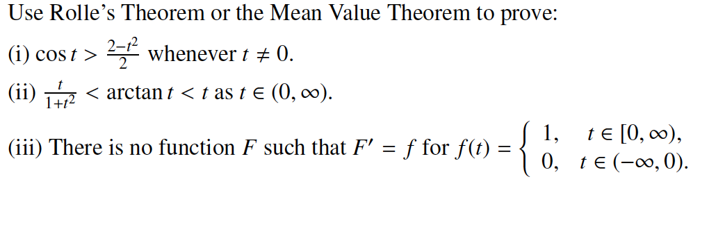 Solved Use Rolle's Theorem or the Mean Value Theorem to | Chegg.com