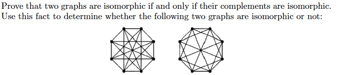 Solved Prove that two graphs are isomorphic if and only if | Chegg.com