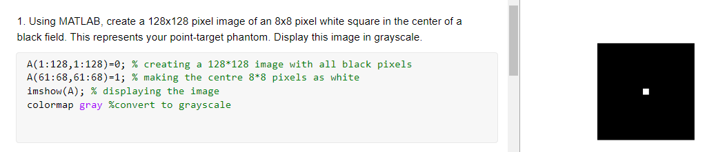 MATLAB Exercise 1: CT Point Spread Function In the | Chegg.com