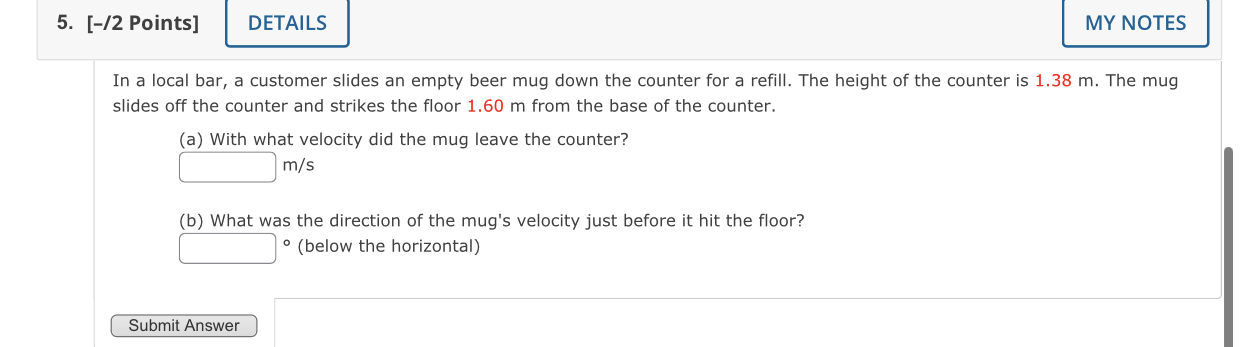 Solved In a local bar, a customer slides an empty beer mug | Chegg.com