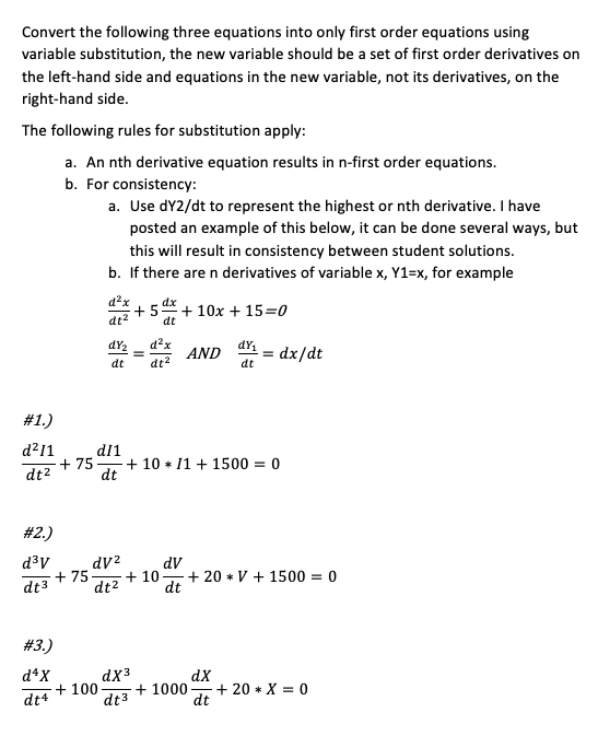 Solved Convert the following three equations into only first | Chegg.com