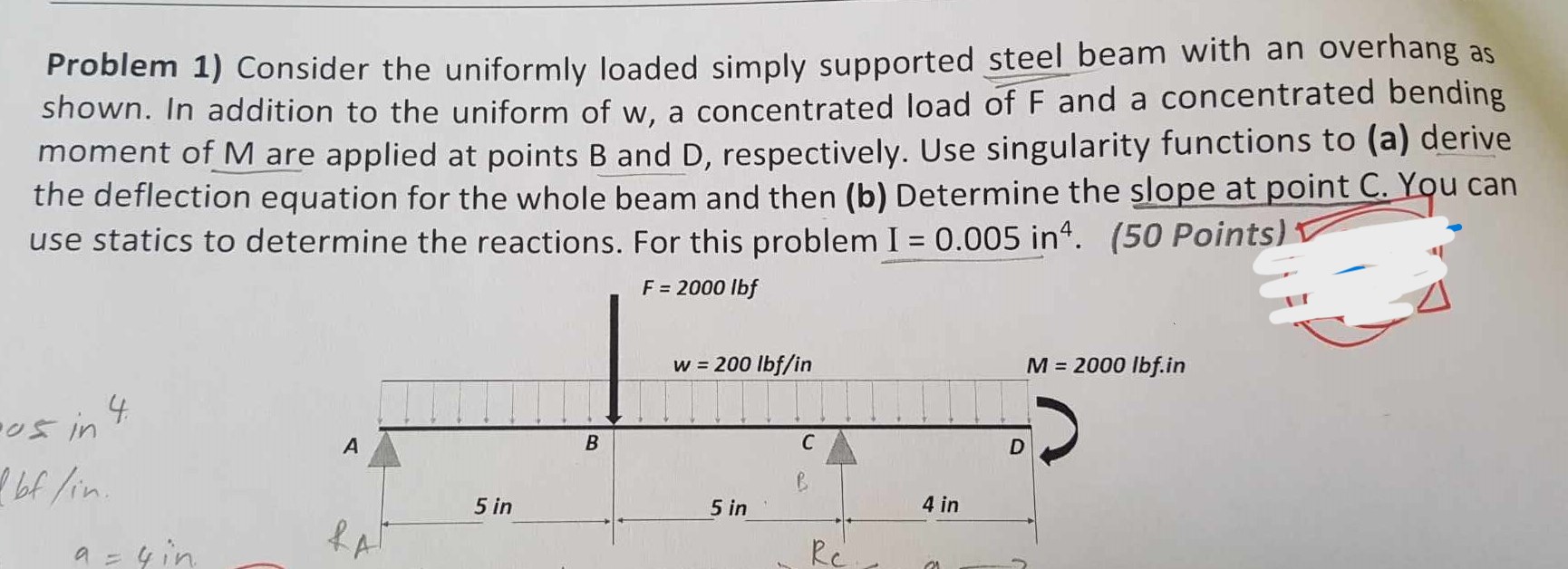 Solved Problem 1) ﻿Consider the uniformly loaded simply | Chegg.com