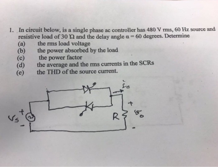 Solved In circuit below, is a single phase ac controller has | Chegg.com