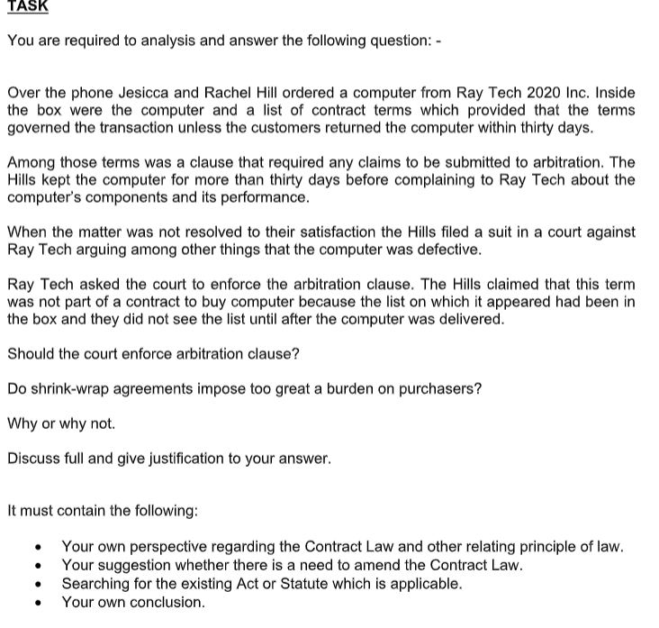 TASK You are required to analysis and answer the | Chegg.com