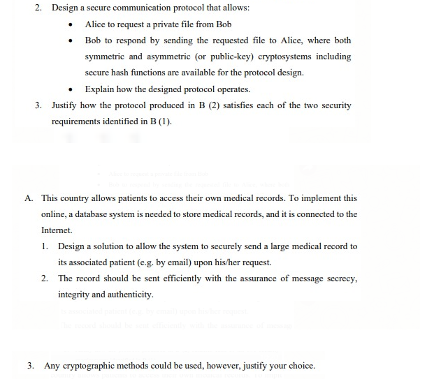 2. Design a secure communication protocol that | Chegg.com