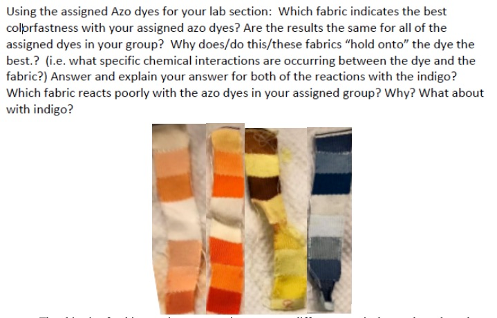 Using the assigned Azo dyes for your lab section: | Chegg.com
