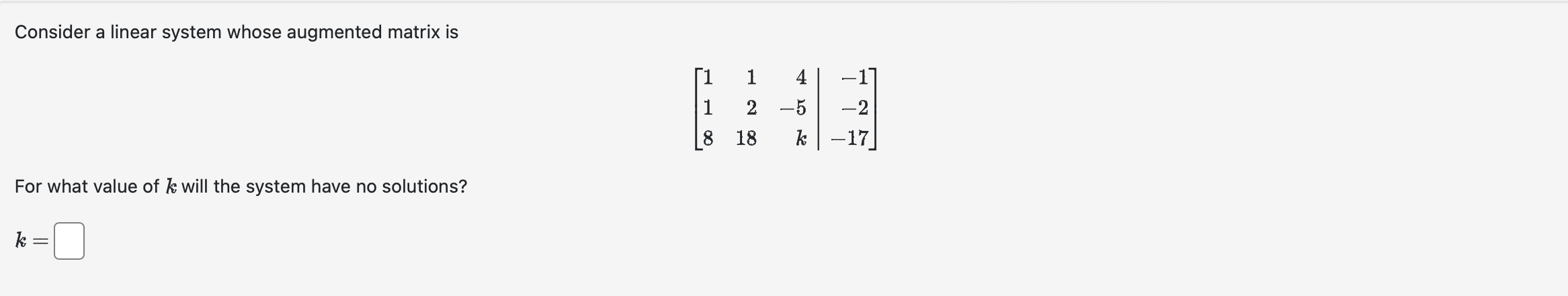 Solved Consider a linear system whose augmented matrix is | Chegg.com