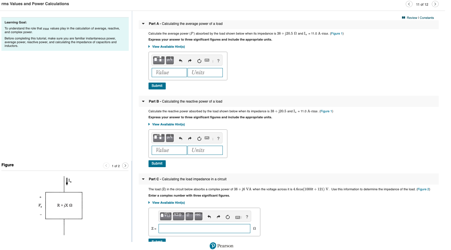 Solved rms Values and Power Calculations 11 of 12 A Review | Chegg.com