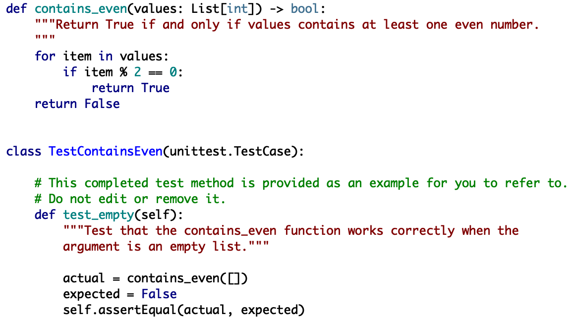 Solved def test_even_first(self): """Test that the | Chegg.com