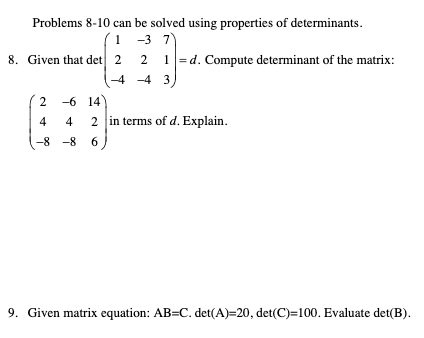 Solved 1 Problems 8-10 can be solved using properties of | Chegg.com