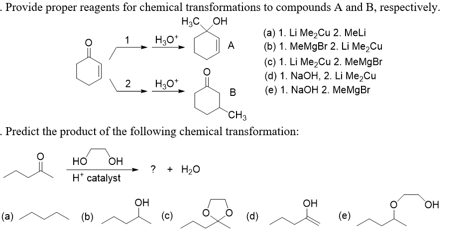 Solved . Provide proper reagents for chemical | Chegg.com
