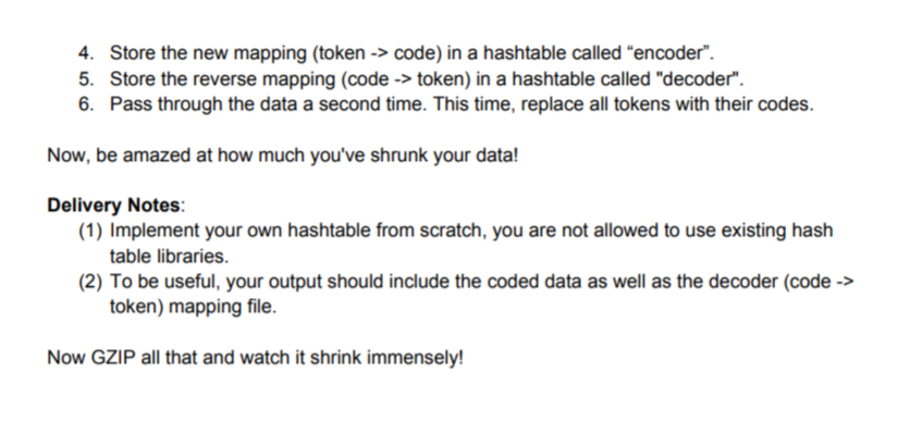 Simple Data Compression CS 10C Programming Assignment | Chegg.com