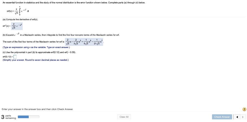 Solved An essential function in statistics and the study of | Chegg.com
