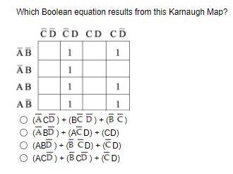 Solved Which Boolean equation results from this Karnaugh | Chegg.com