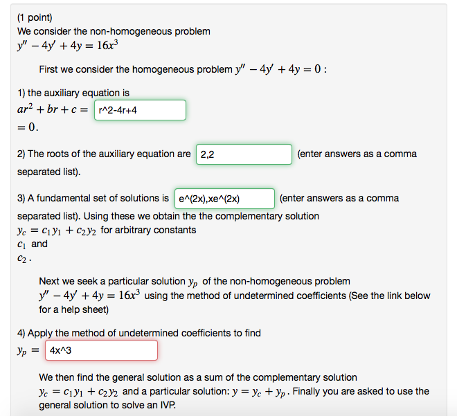 Solved (1 point) We consider the non-homogeneous problem | Chegg.com Solved (1 point) We consider the non-homogeneous problem | Chegg.com