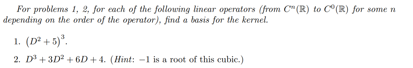 Solved For problems 1, 2, for each of the following linear | Chegg.com