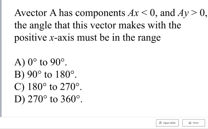 Solved Avector A has components Ax 0, the | Chegg.com