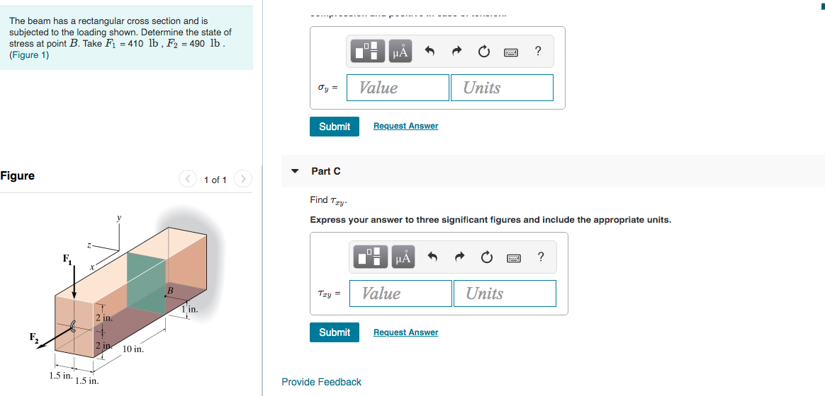 Solved 1 Review Part A The beam has a rectangular cross | Chegg.com