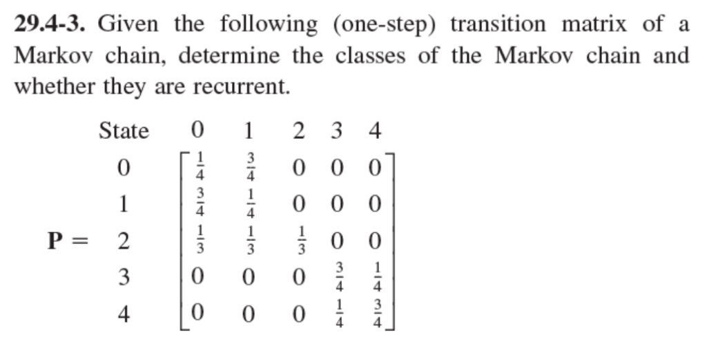 Solved 29.4-3. Given the following (one-step) transition | Chegg.com
