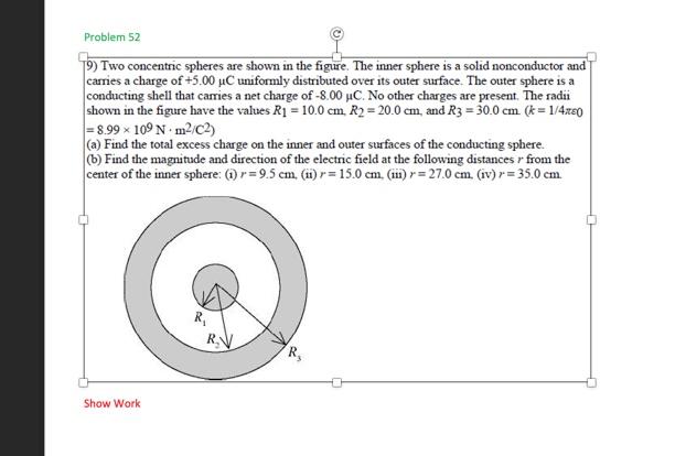 Solved 9) Two concentric spheres are shown in the figure. | Chegg.com