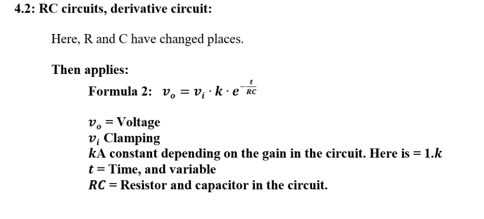 Solved 4.2: RC circuits, derivative circuit: Here, R and C | Chegg.com