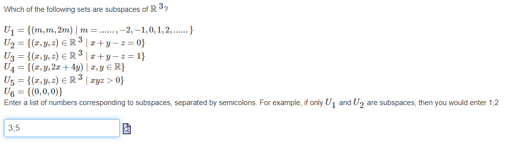 Solved Which Of The Following Sets Are Subspaces Of R3