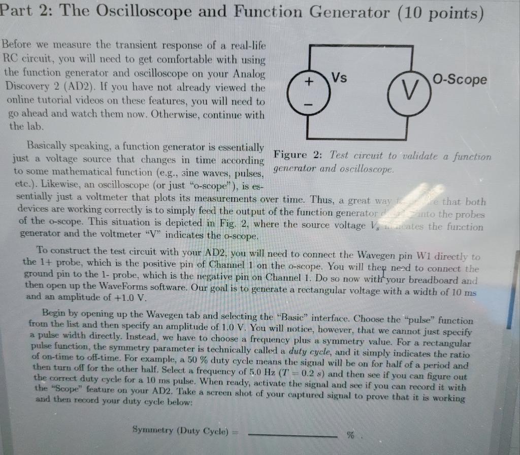 Solved Part 2: The Oscilloscope and Function Generator ( 10 | Chegg.com