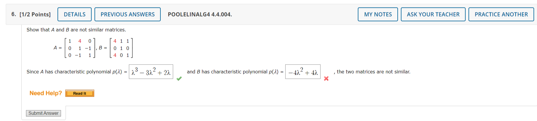 Solved Show that A and B ﻿are not similar | Chegg.com